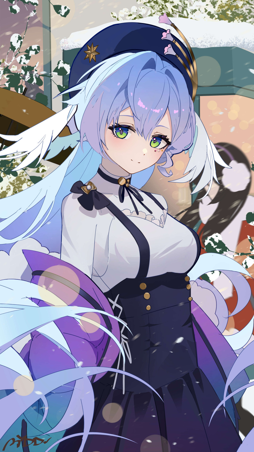 Safebooru - 1girl absurdres ai dongdong alternate costume beret black hat black ribbon black ...