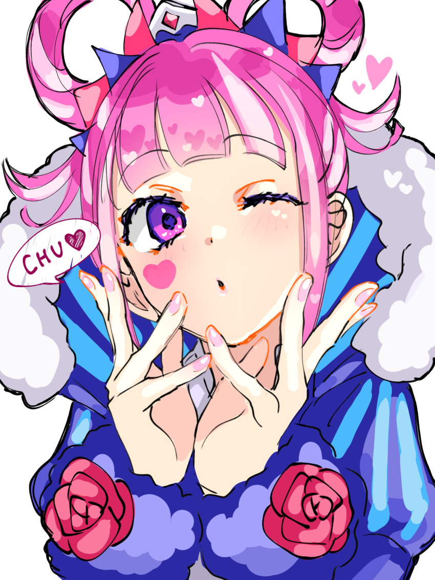 Safebooru - 1girl ;o blowing kiss blunt bangs dress facial mark fire ...