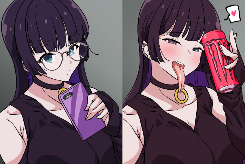 Safebooru - 1girl absurdres aqua eyes barbell piercing black choker black dress black hair blunt ...