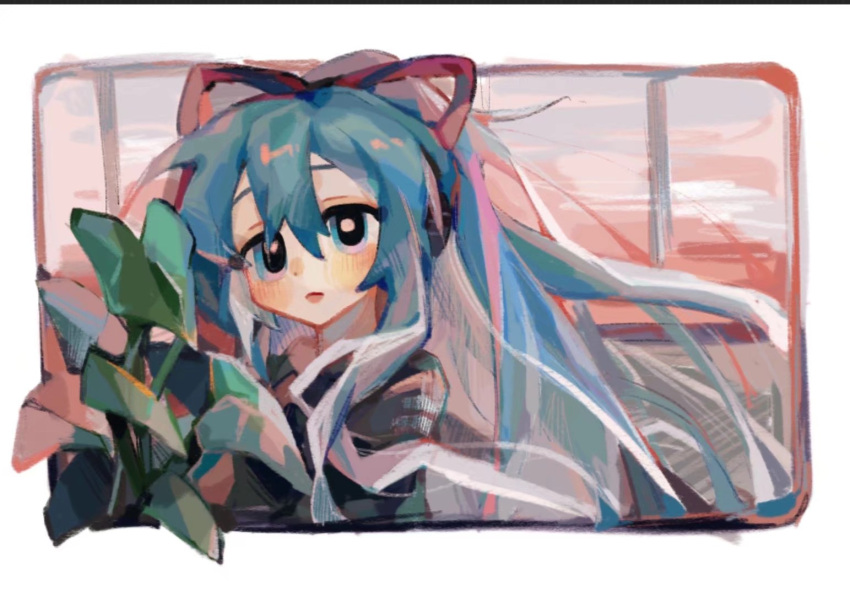 Safebooru - 1girl blue eyes blue hair blush border chinese commentary ...