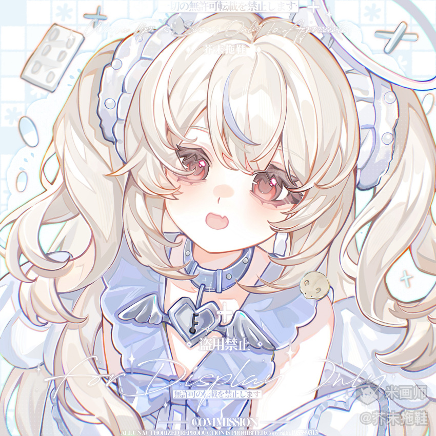 Safebooru - 1girl angel wings blonde hair collar fang halo highres ...