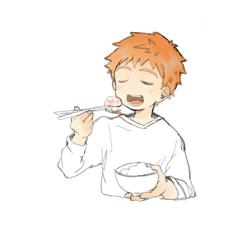 Safebooru - 1boy bowl chibi chibi only chopsticks closed eyes eating ...