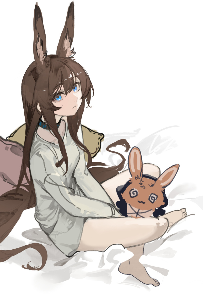 Safebooru - 1girl absurdres amiya (arknights) animal ears arknights blue eyes brown hair closed ...