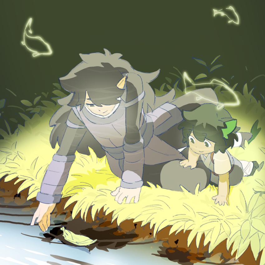 Safebooru - 2boys 55bata6rou animal ears black hair black pants cat boy ...