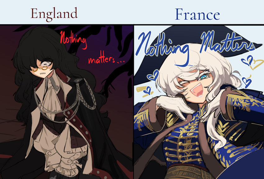 Safebooru - 2girls :d absurdres aiguillette ascot bicorne black eyes black hair black hat black ...