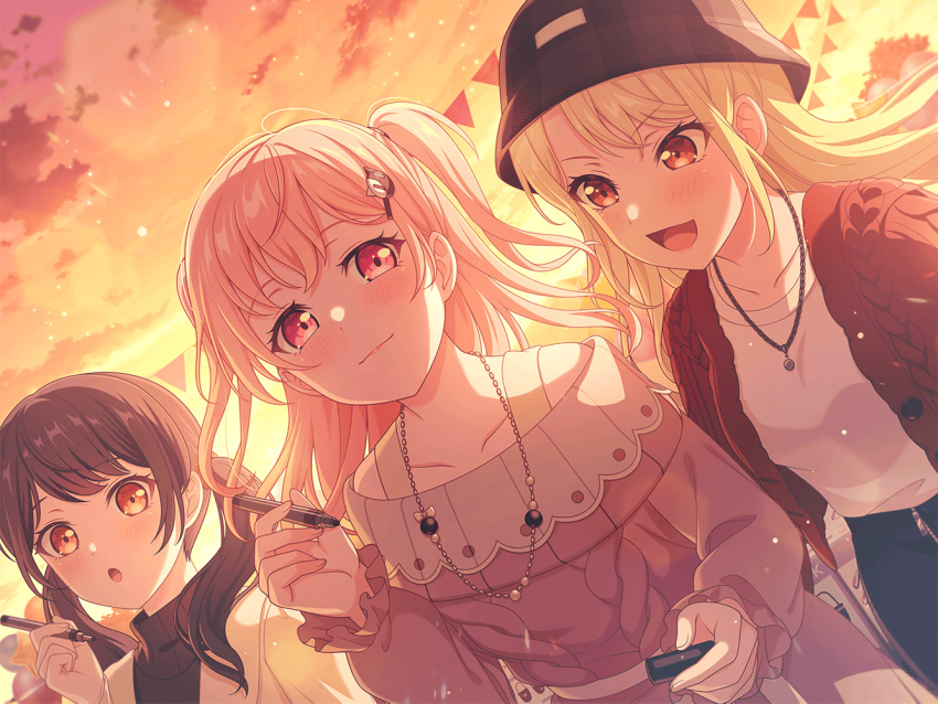 Safebooru - bang dream! blonde hair dress hiromachi nanami long hair red eyes smile | 5819906