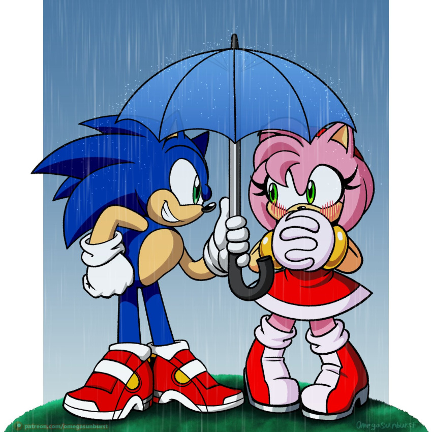 Safebooru - 1boy 1girl amy rose artist name blush commentary covering ...