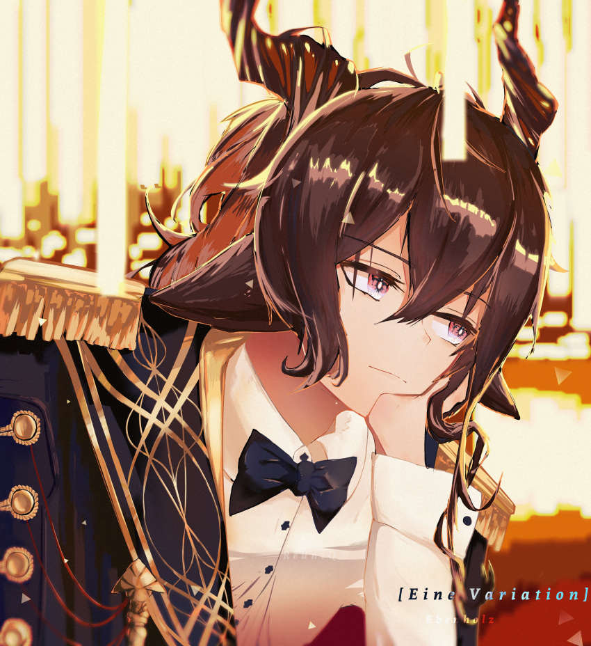 Safebooru - 1boy absurdres animal ears arknights artist name black bow black bowtie bow bowtie ...