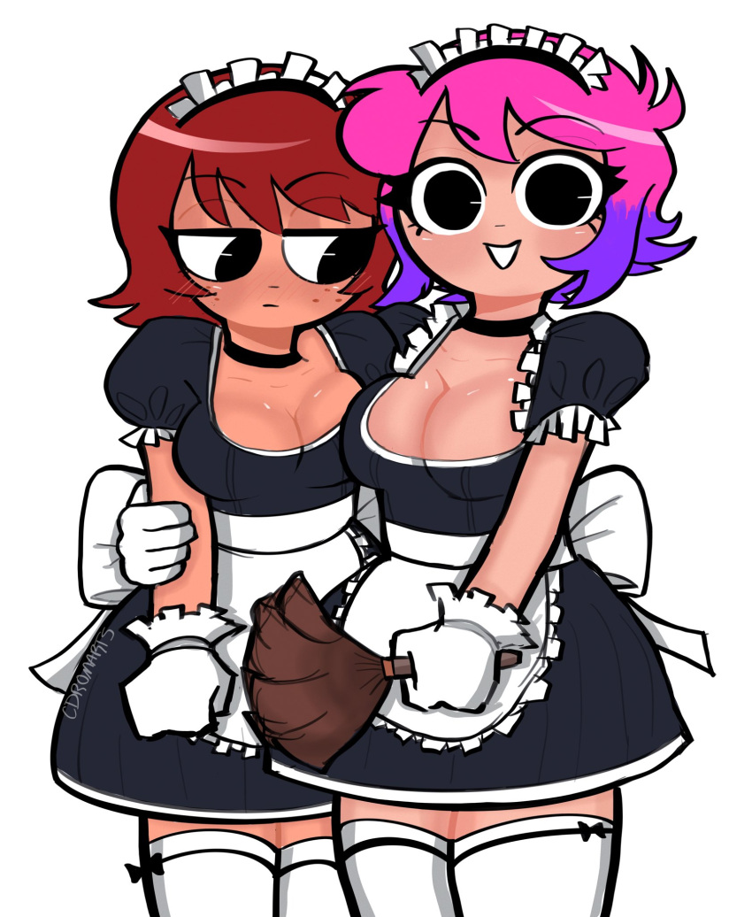 Safebooru - apron black eyes brown hair cdromarts gloves highres holding hug kim pine maid maid ...