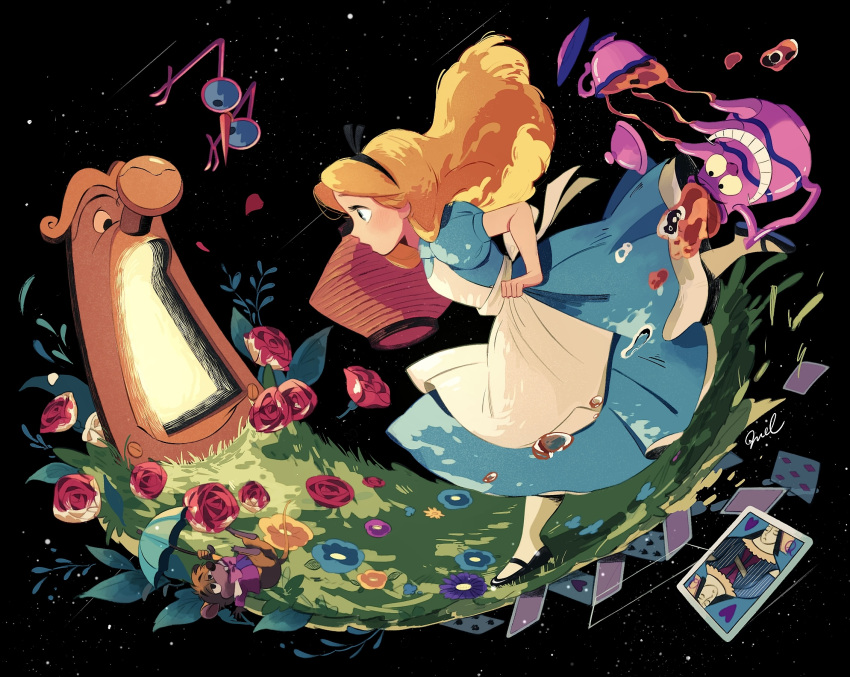 Safebooru - 1girl alice (disney) alice in wonderland (disney) apron black shoes blonde hair blue ...
