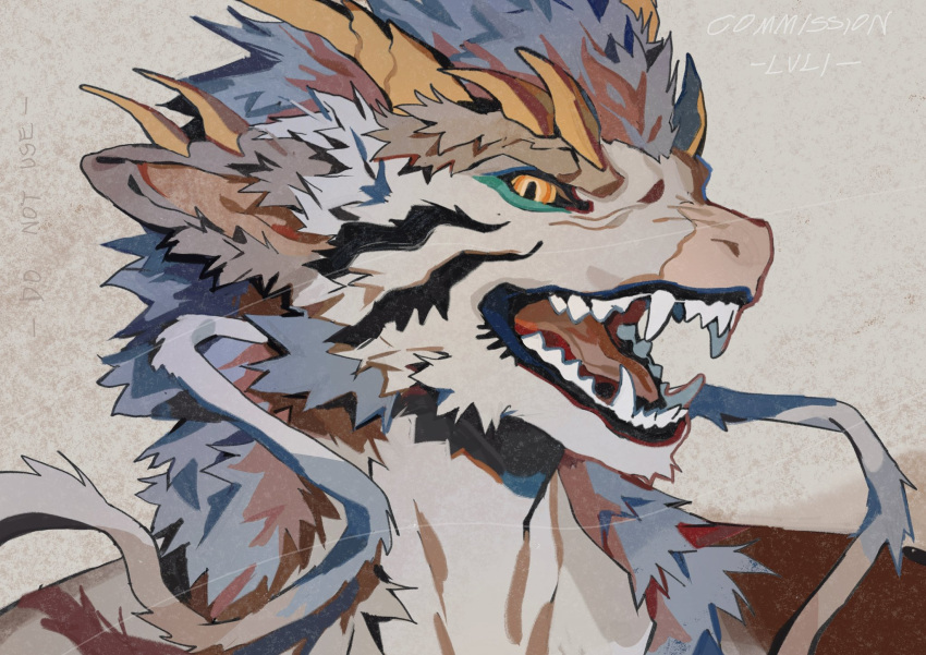 Safebooru - 1boy animal ears black stripes commission dragon dragon boy ...