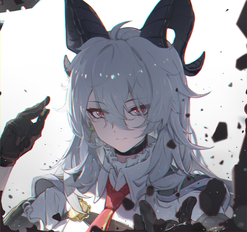 Safebooru - 1girl absurdres ahoge black choker black eyes black gloves black horns chest harness ...