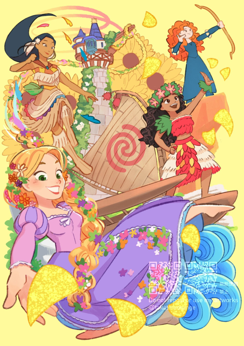 Safebooru - 4girls black hair brave (pixar) brown eyes brown hair curly hair dark-skinned female ...