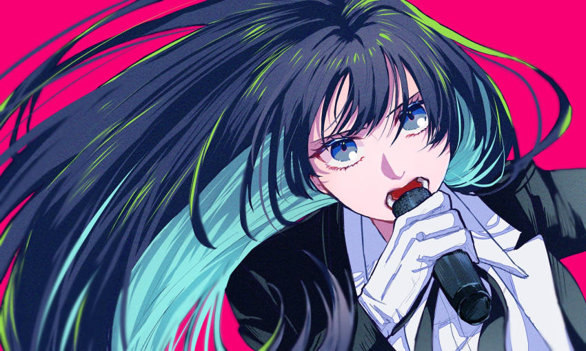 Safebooru - 1girl ado (utaite) black hair black jacket blue eyes blue hair chando (ado ...