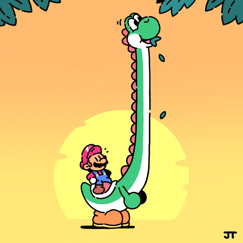 Safebooru - 1boy blue overalls commentary eating facial hair hat ...