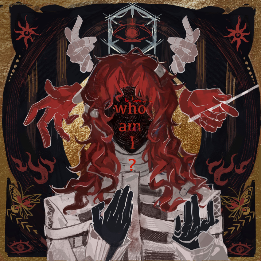 Safebooru - 1boy ? aleph (reverse:1999) bandaged hand bandages black ...