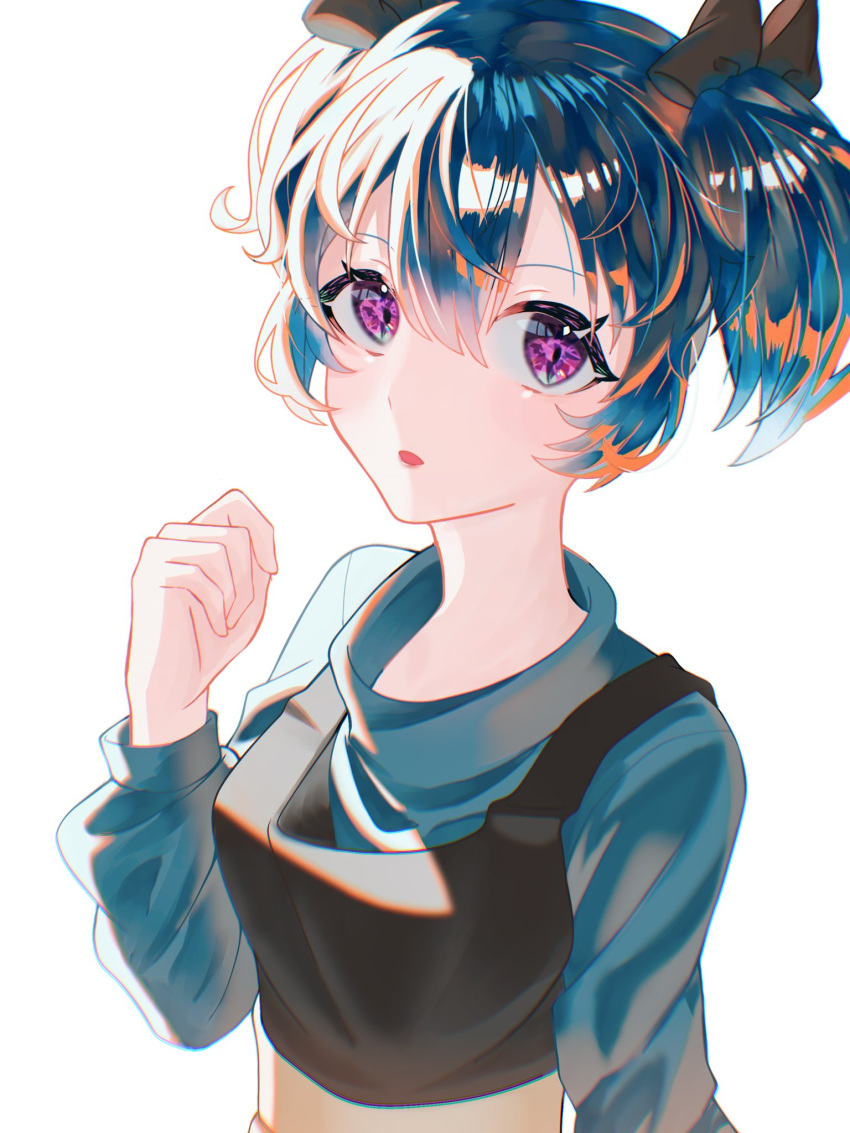 Safebooru - 1girl black dress blue hair blue shirt chromatic aberration commentary request dress ...