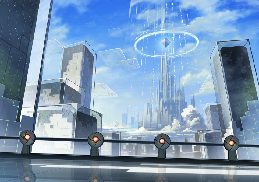 Safebooru - blue sky building city cityscape clouds cloudy sky day ...