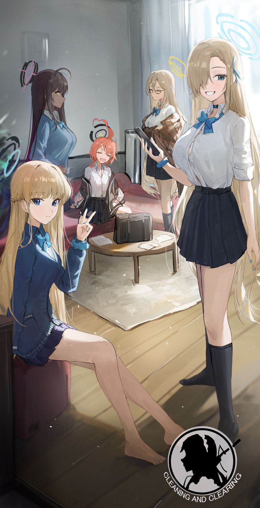 Safebooru - 5girls absurdres ahoge akane (blue archive) akane (school uniform) (blue archive ...