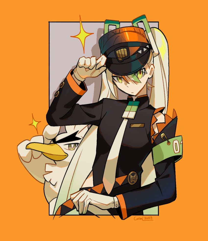 Safebooru - 1girl armband bird brown eyes closed mouth commentary coral (coral l33) english ...