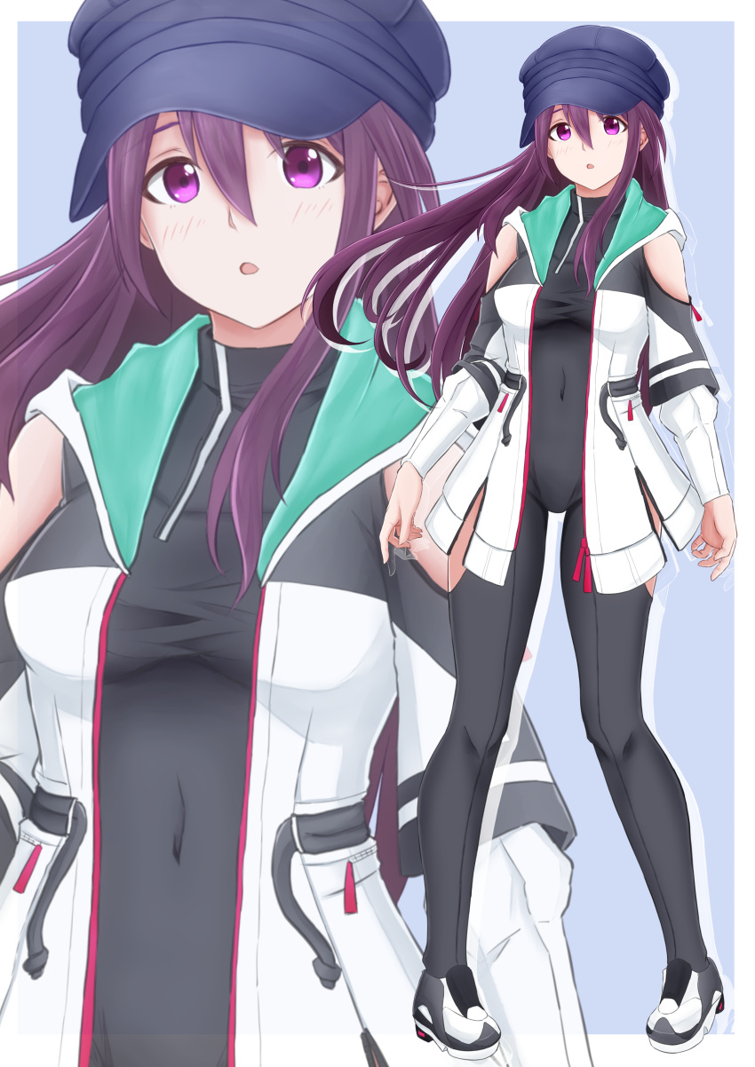 Safebooru - 1girl :o absurdres alice gear aegis bare shoulders black bodysuit blue background ...