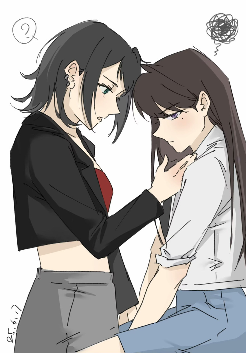 Safebooru - 2girls ? bang dream! bang dream! it's mygo!!!!! black hair black jacket blue skirt ...