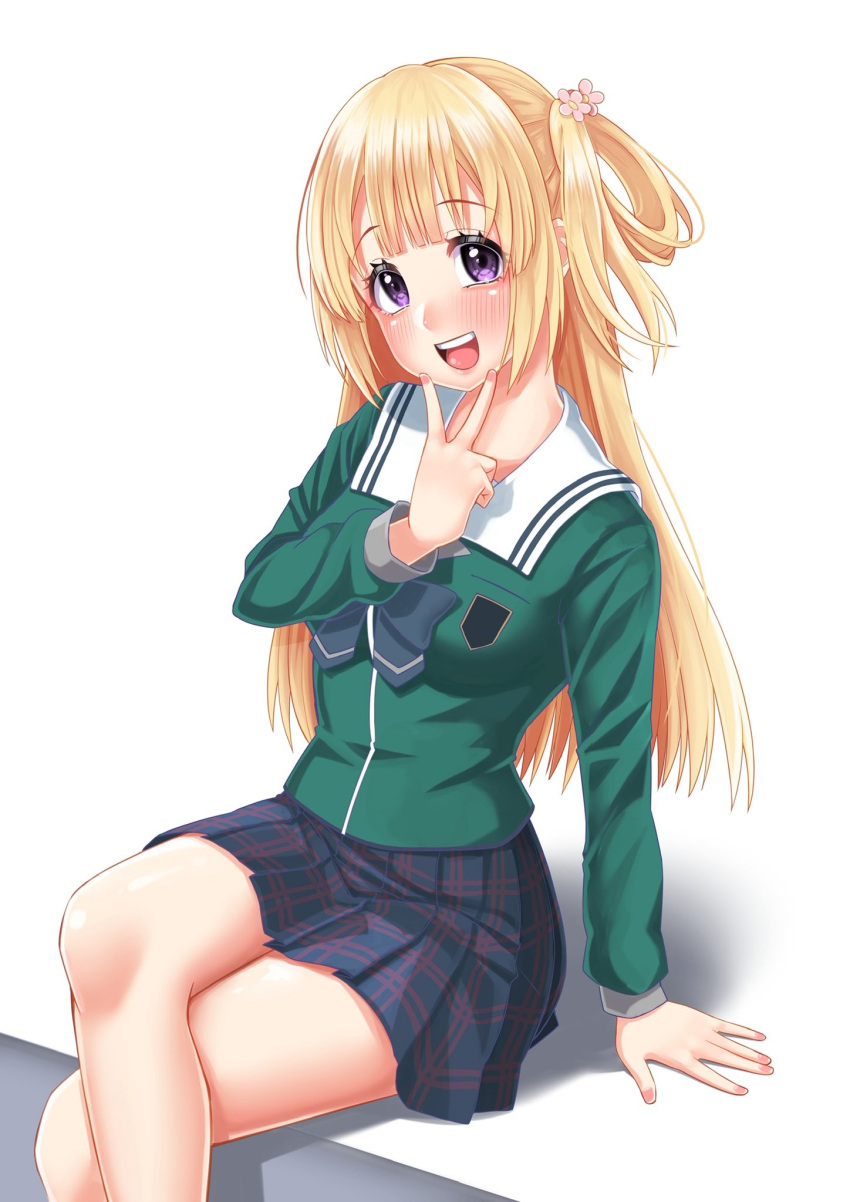 Safebooru - 1girl 22/7 :d black bow black bowtie black skirt blonde hair blush bow bowtie ...