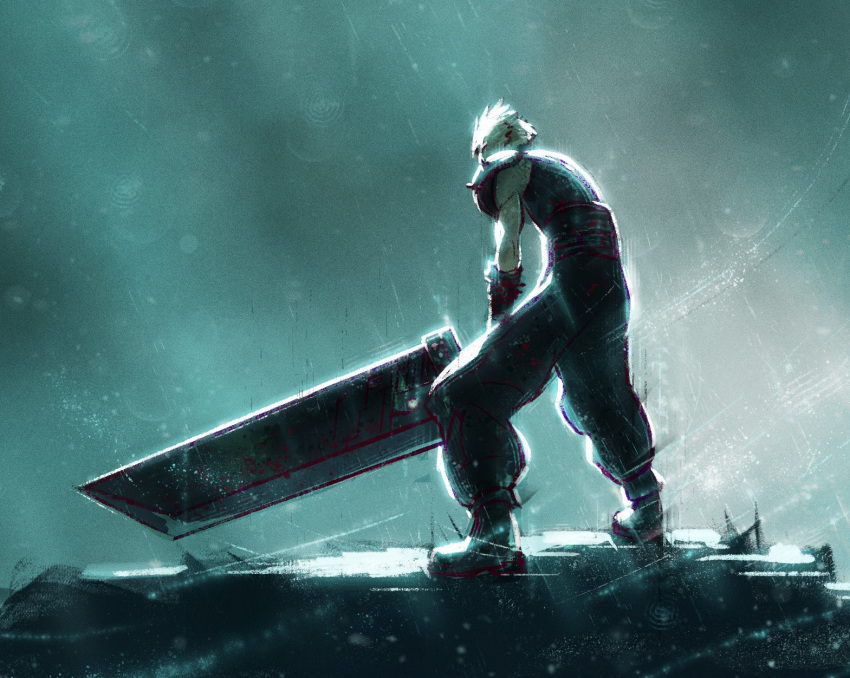 Safebooru - 1boy armor blonde hair boots buster sword cloud strife ...