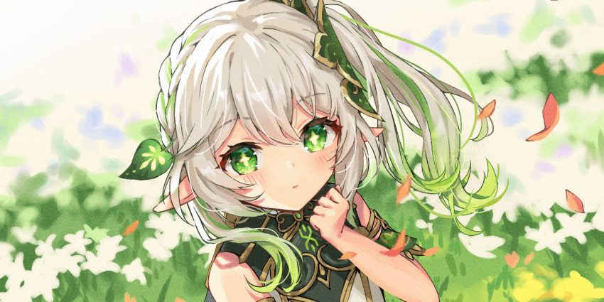 Safebooru - 1girl bare arms blush flower genshin impact gradient hair ...