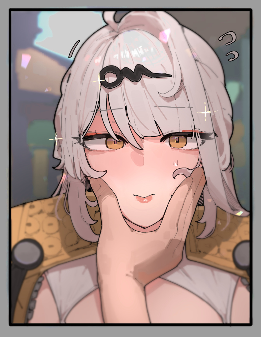 Safebooru - 1girl ahoge azz0422 cheek squash english commentary flying sweatdrops highres inset ...