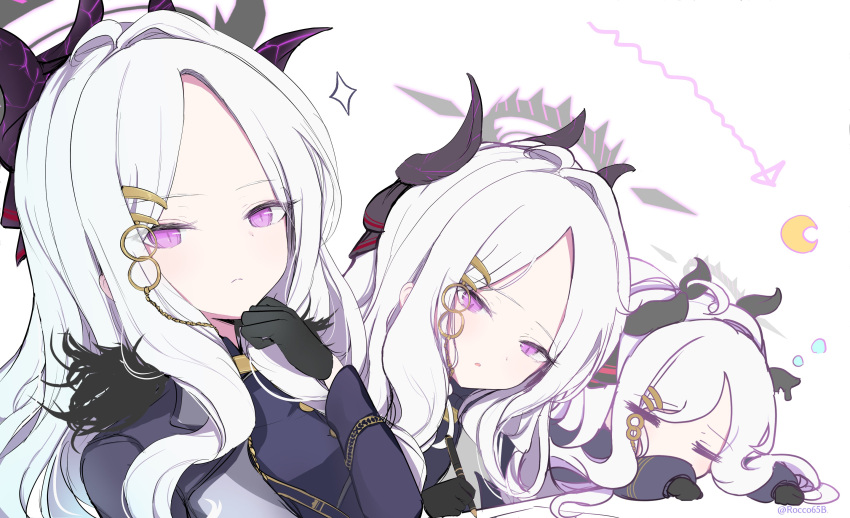 Safebooru - 1girl absurdres ahoge black halo blue archive blush breasts demon girl demon horns ...