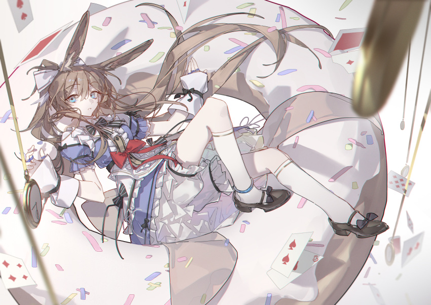 Safebooru - 1girl absurdres amiya (arknights) animal ears arknights blue dress blue eyes bow ...