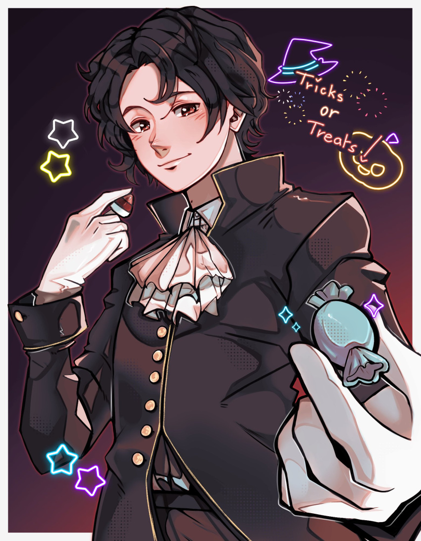 Safebooru - 1boy alternate costume baxter ward black coat black hair ...