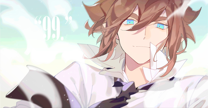 Safebooru - 1boy anmicius aotu world aqua eyes black necktie brown hair ...