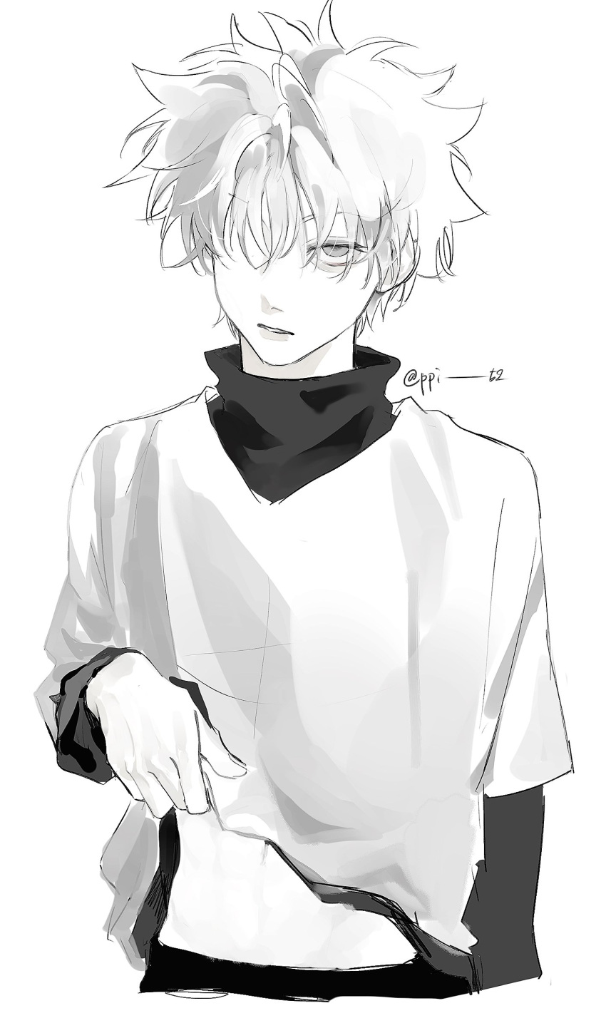 Safebooru - 1boy api (ppi 52) arm up closed mouth clothes lift ...