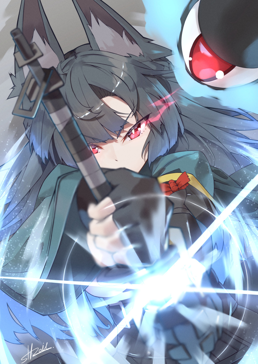 Safebooru - 1girl animal ears black hair glint glowing glowing eyes ...