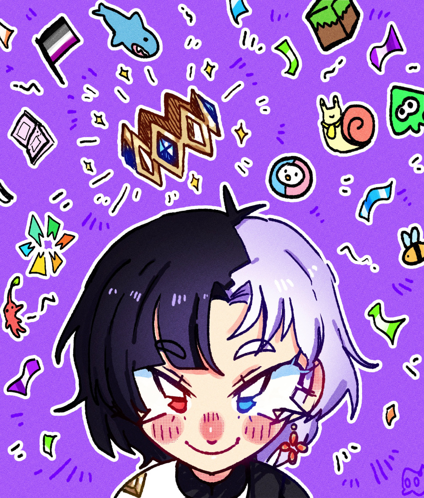 Safebooru - 1girl absurdres asexual flag bee black hair blue eyes blush ...