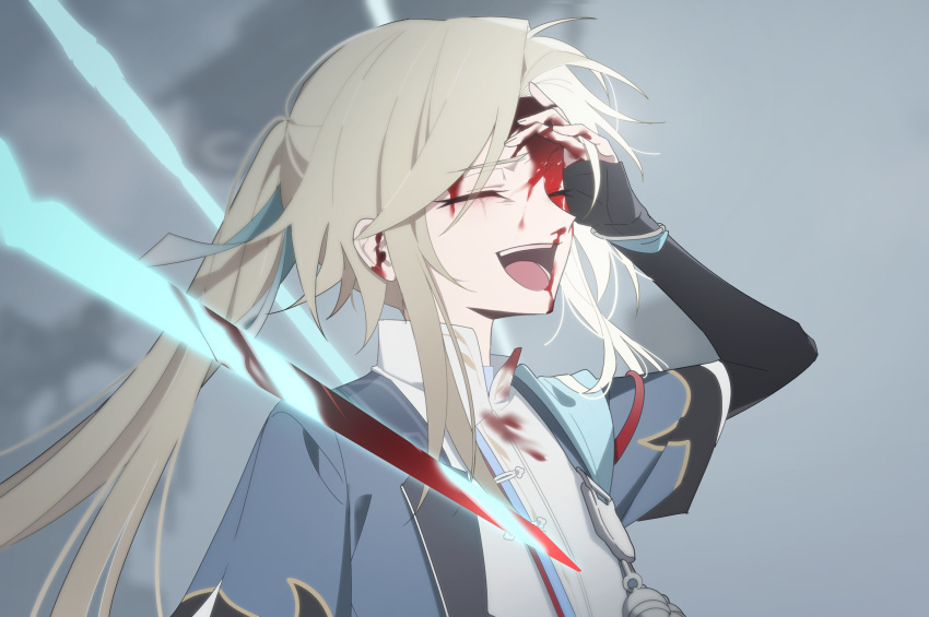 Safebooru - 1boy absurdres annlin black gloves blonde hair blood blood on face chinese clothes ...
