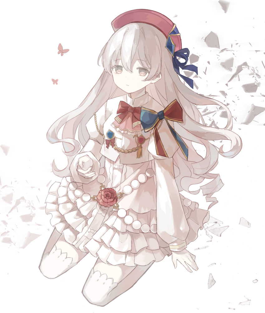 Safebooru - 1girl arcaea beret bow bowtie broken glass bug butterfly ...