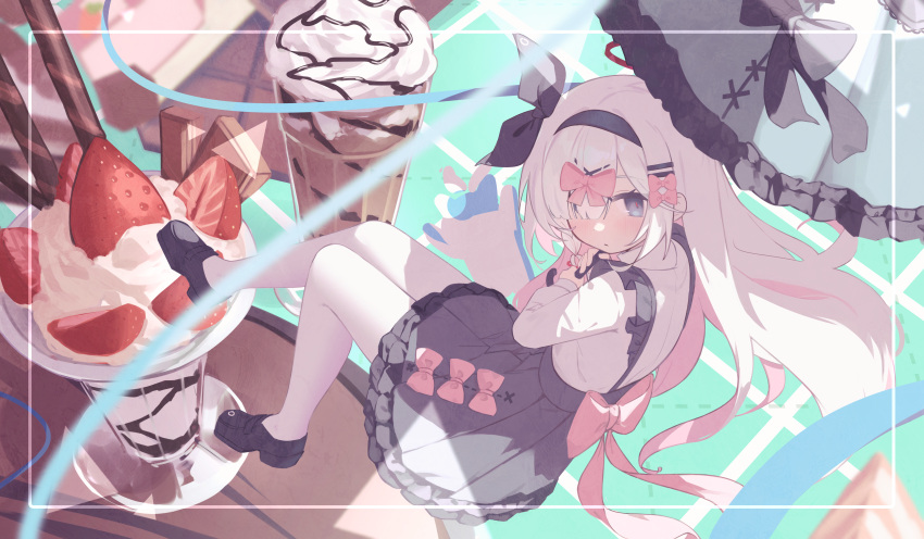 Safebooru - 1girl absurdres alternate costume black eyes black shoes black skirt blue archive ...