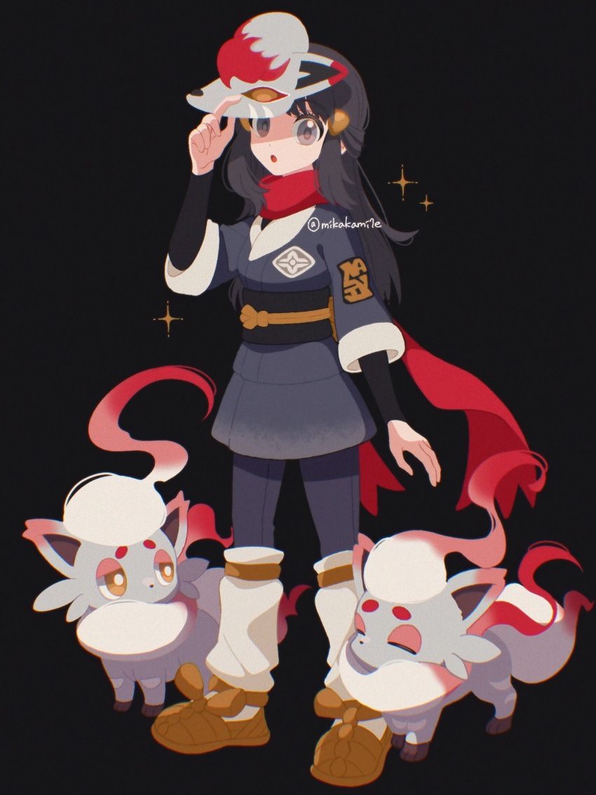 Safebooru - 1girl akari (pokemon) black background black hair black ...
