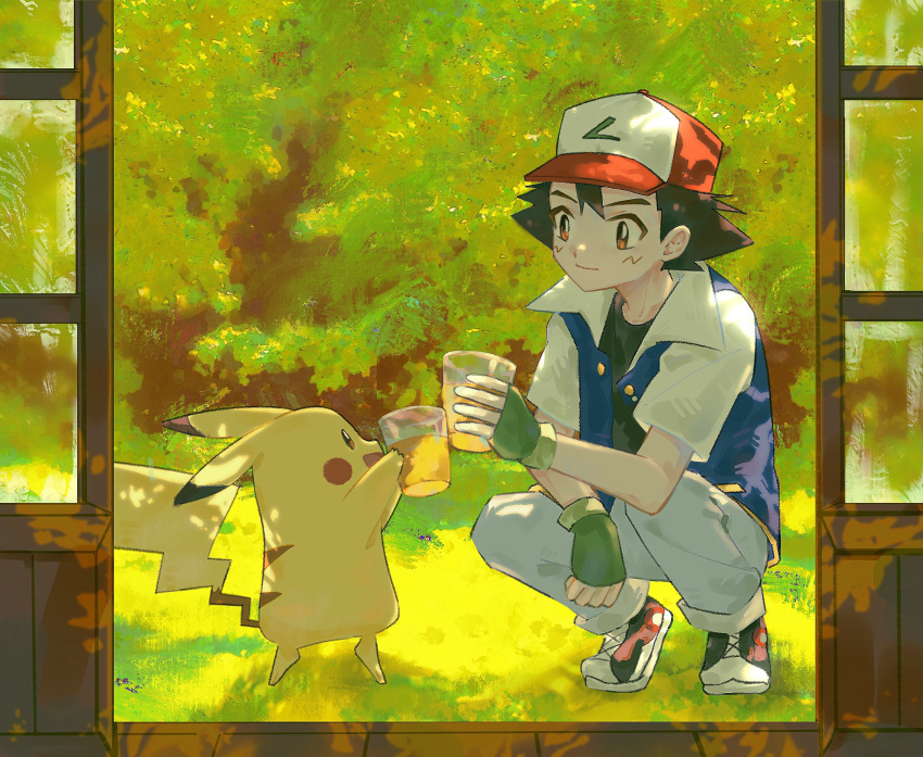 Safebooru - 1boy ash ketchum blue jacket brown eyes closed mouth ...