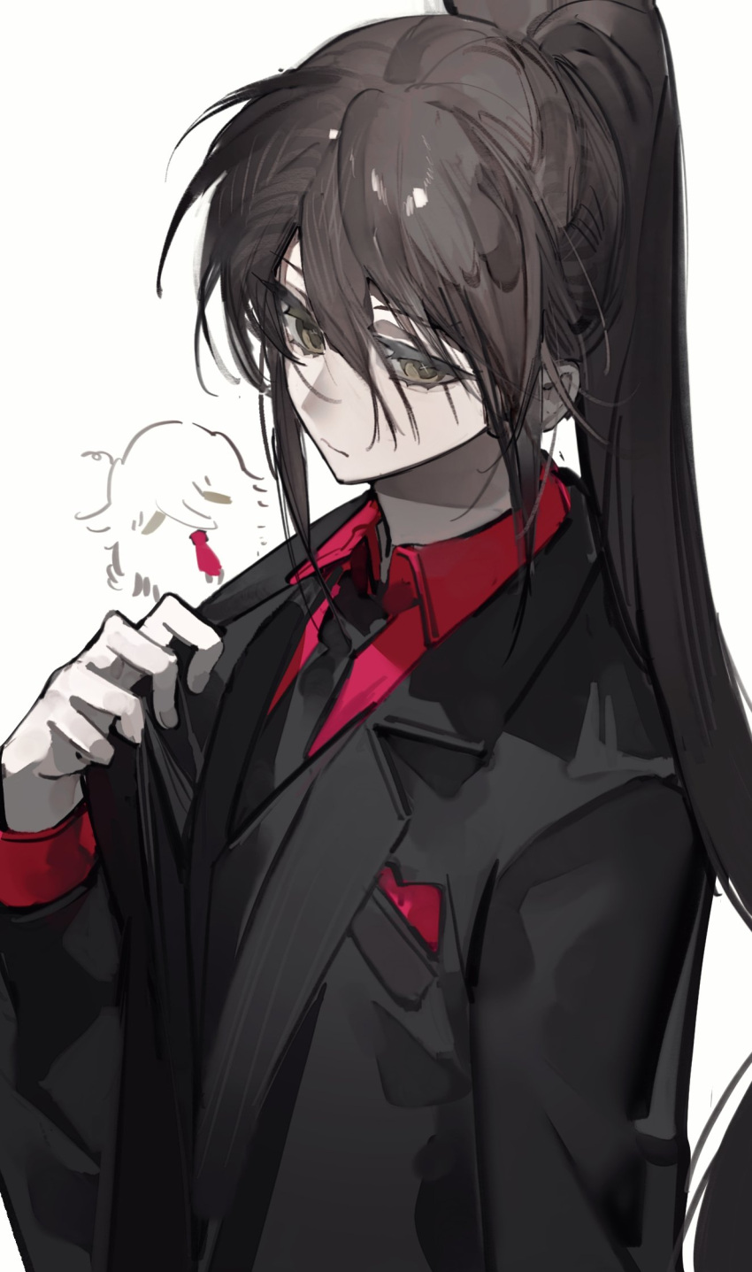 Safebooru - 1boy black necktie black suit brown hair closed mouth collared shirt expressionless ...