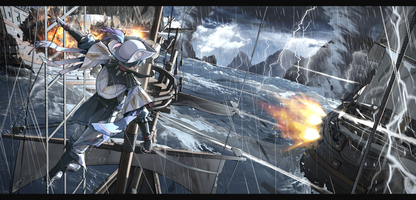 Safebooru - 1boy absurdres black boots blue hair blue shirt boots brant (wuthering waves) cannon ...