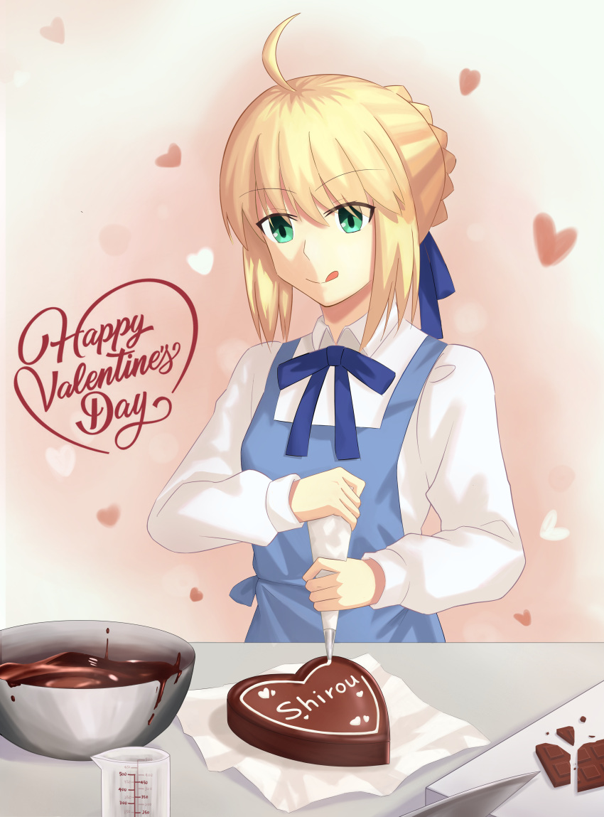 Safebooru - 1girl absurdres ahoge andychen662000 apron artoria pendragon (fate) blonde hair blue ...