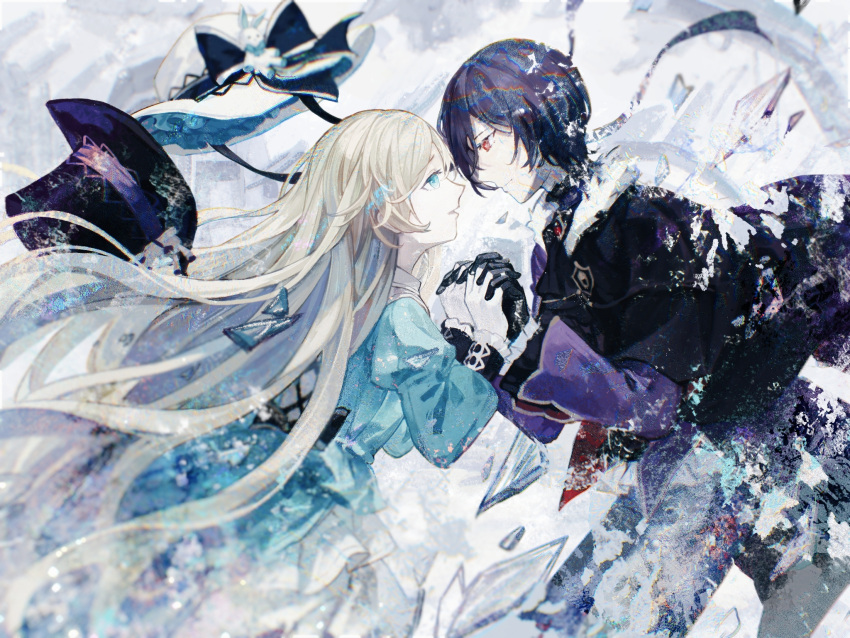 Safebooru - 1boy 1girl alice (arcaea) arcaea ascot black ascot black ...
