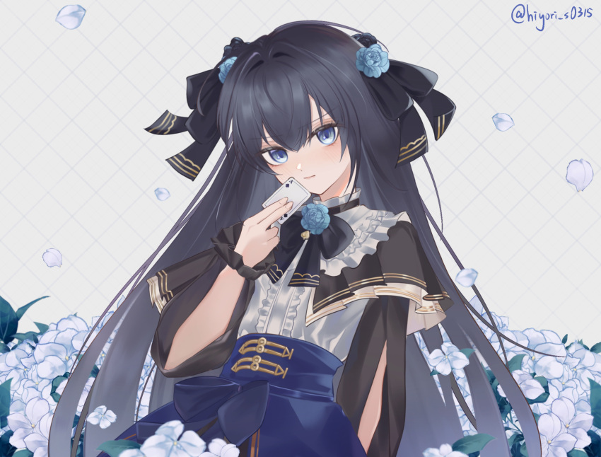 Safebooru - 1girl ace (playing card) ace of spades arcaea arm at side arm cutout black bow black ...