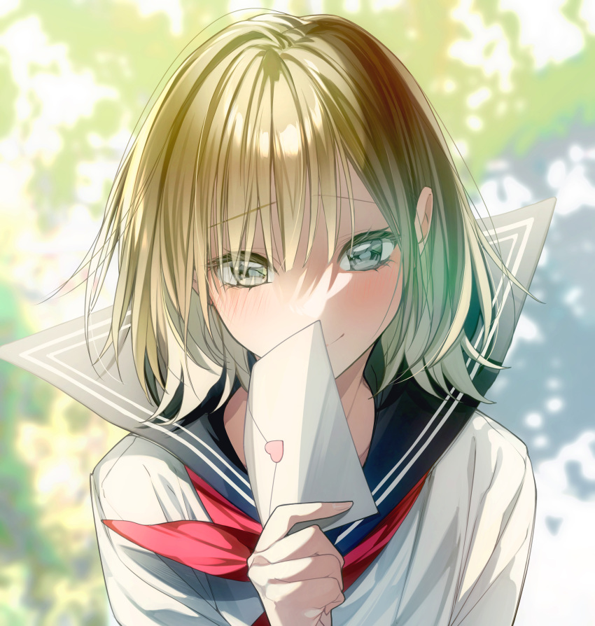 Safebooru - 1girl absurdres blue sailor collar blush brown hair closed ...