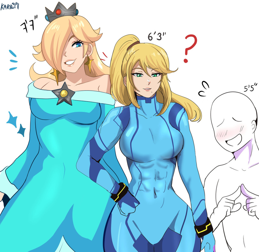 Safebooru - 1boy 2girls absurdres aqua dress arm at side bare shoulders blonde hair blue ...