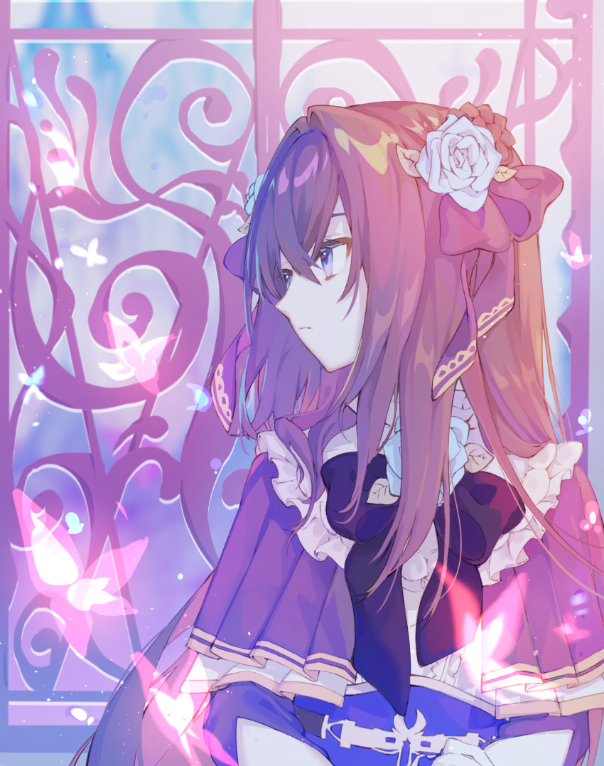 Safebooru - 1girl arcaea black bow black bowtie black capelet black ...